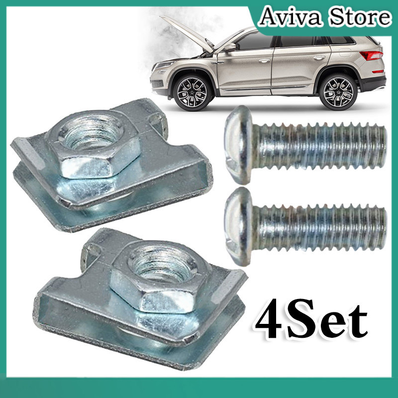 4 set Car License Plate Fastener Buckle Metal Screw Nut U-Type Clips ...