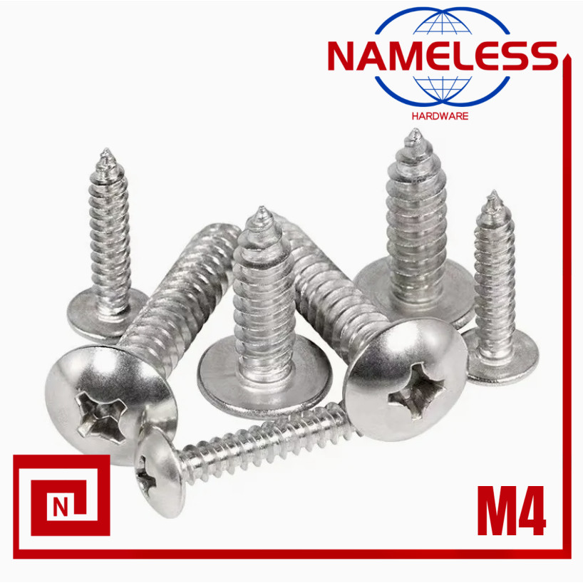 (30PCS) STAINLESS 304 STEEL TRUSS HEAD METALSCREW / PHILIP MUSHROOM HEAD SCREW SIZE M4 | Shopee ...