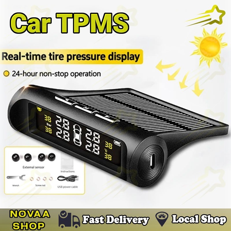 TPMS Car Tire Pressure Alarm Monitor System Internal Display Temperature Warning +4 External ...