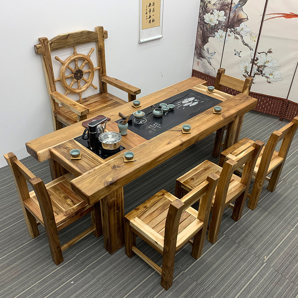 Solid Wood Tea Table and Chair Set Old Boat Wood Kung Fu Small Tea ...