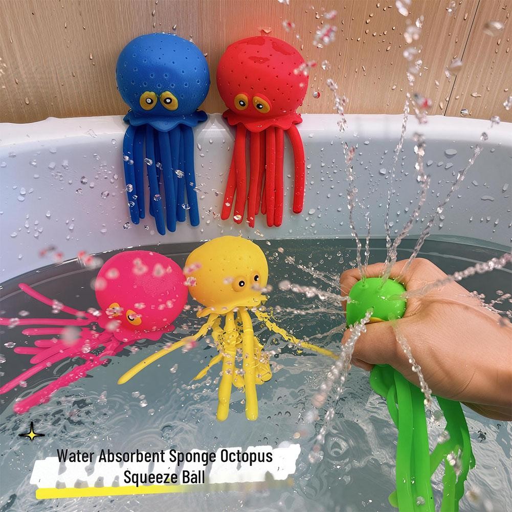 Cartoon Octopus Decompression Water Spray Toy Baby Bath Toys Sponge ...