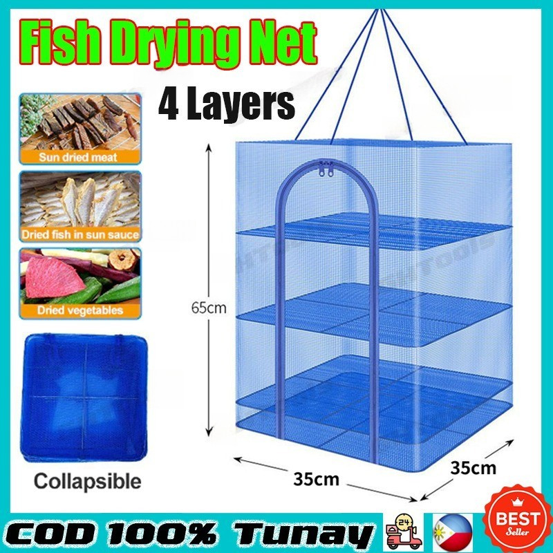 【COD】Foldable 4 Layers Drying Net Fish Net Drying Rack Hanging ...