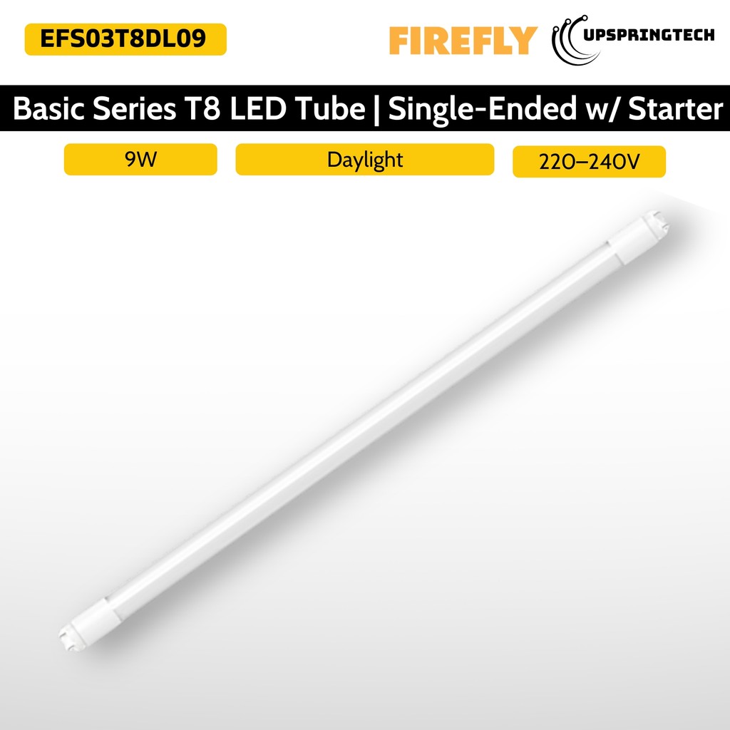 Firefly Basic Series T8 LED Tube 9W Daylight | Single-Ended w/ LED ...