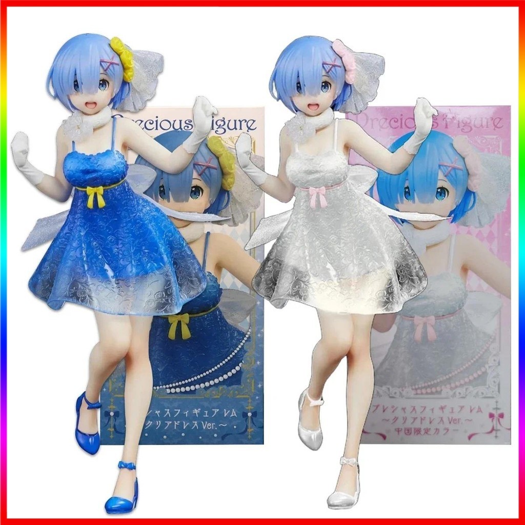 BANDAI Re Zero Anime Figure Rem Crystal Dress Ver Blue White Kawaii ...