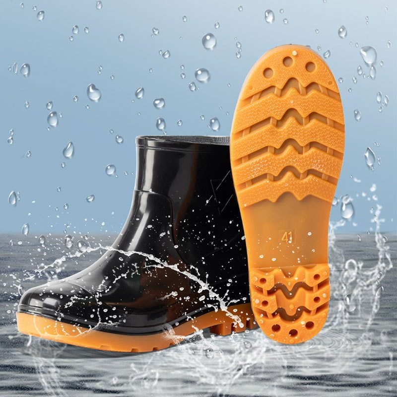 Black Low Cut Rain Boots (Bota) Adult rain shoes Men and Women's ...