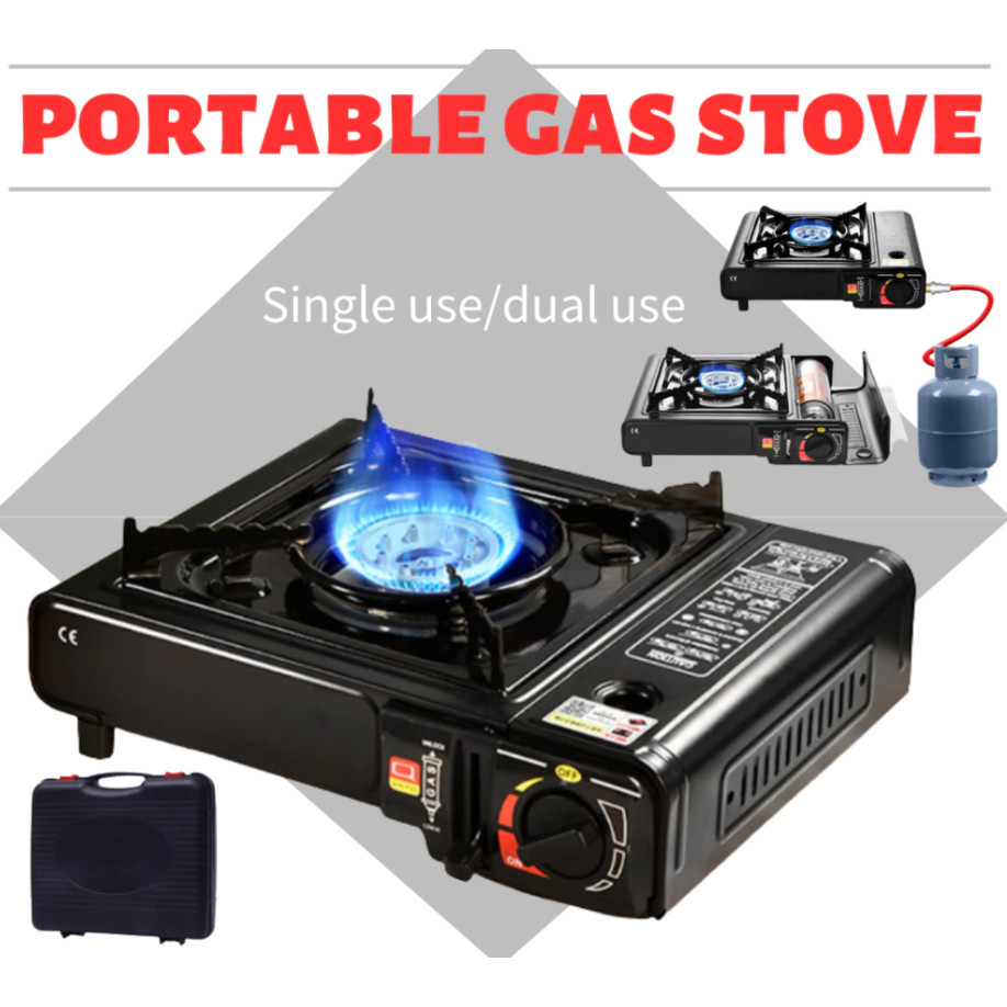 Portable Gas Stove Single Dual Use With Case For Outdoor Mini Camping