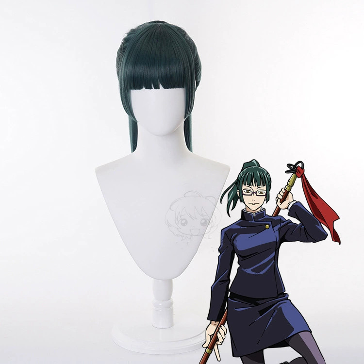 Dark Green Ponytail Hair Wig for Jujutsu Kaisen Zenin Maki for Women ...
