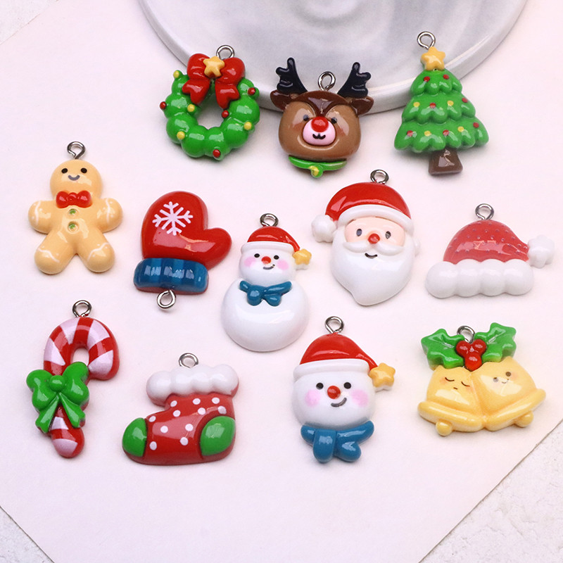 Resin New Christmas Elements Bell Socks Snowman Santa Claus Gingerbread ...