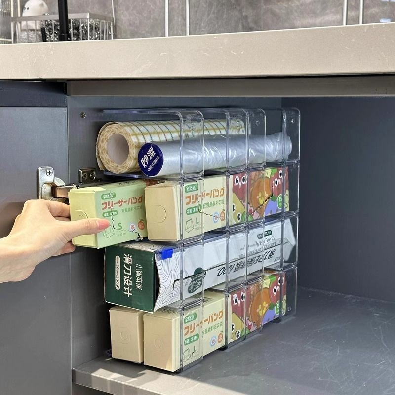 Plastic Cling Film Storage Handy Tool Kitchen Shelf Thermos Cup Tidy-up ...