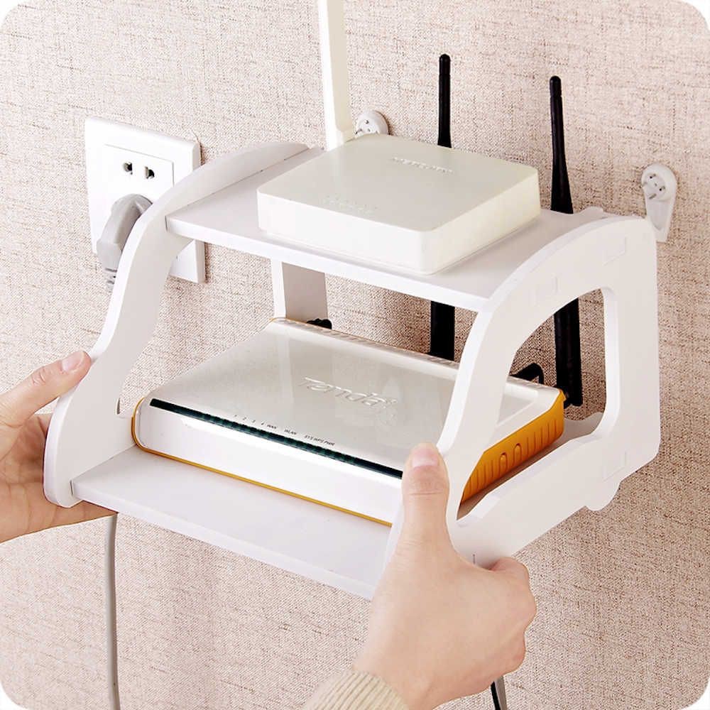 SN Wooden Wall Mounted Wifi Router Shelf Set-Top Box Bracket Storage ...