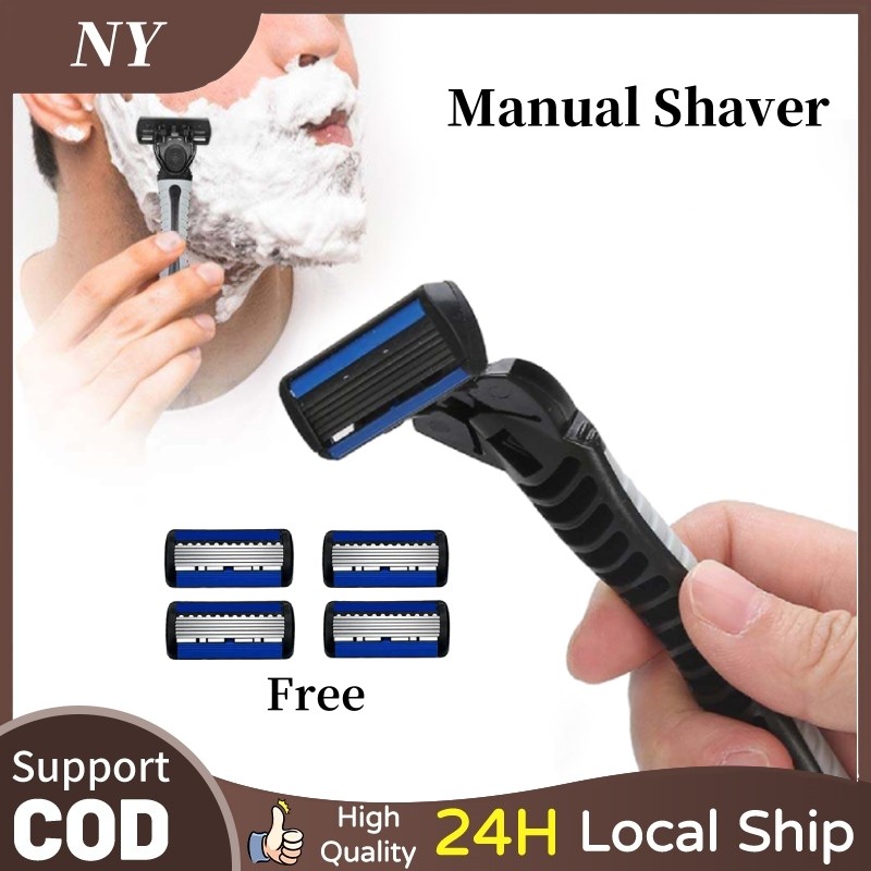 6-Layer Razor Head Manual Shaver Stainless Steel Classic Double Edge ...