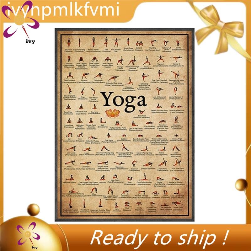 [Ivym] Ashtanga Yoga Pose Chart Canvas Print Vintage Gym Exercise ...