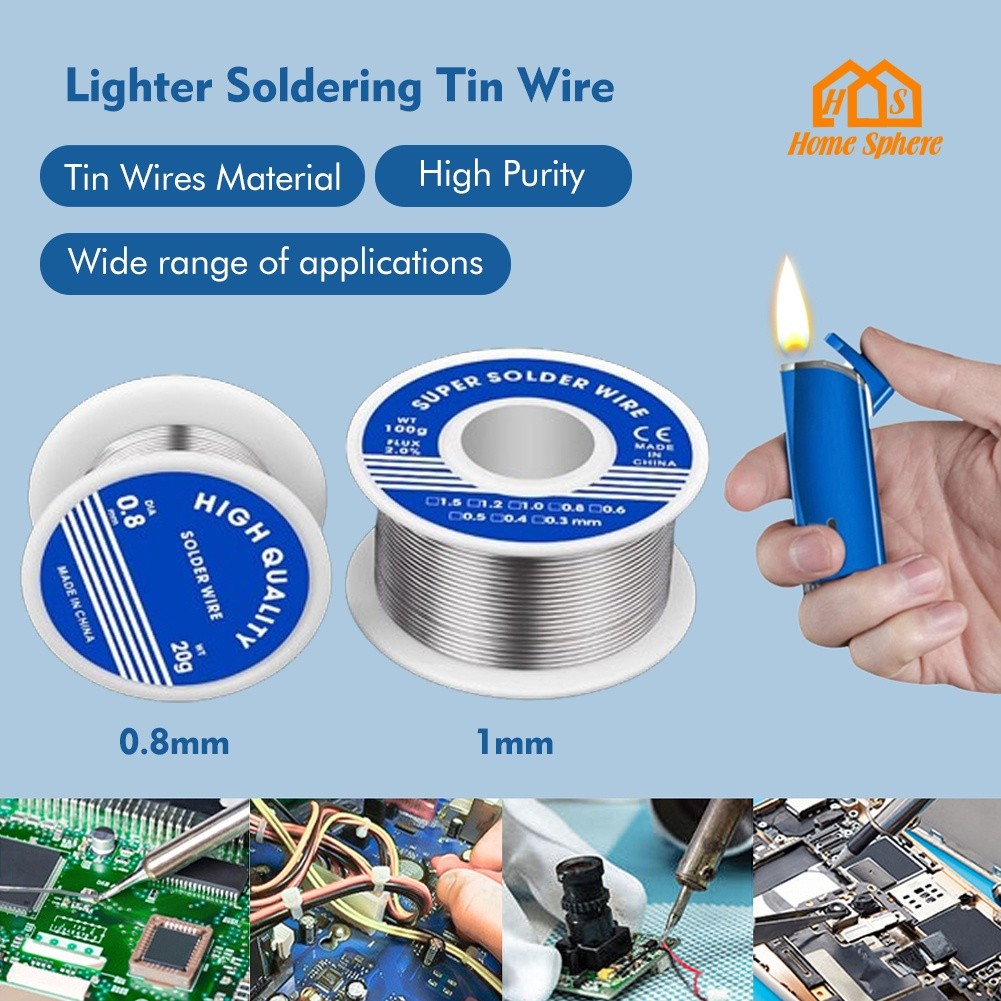 20g 0.8/1mm Lighter Soldering Tin Wire Tin Melt Rosin Core Solder ...