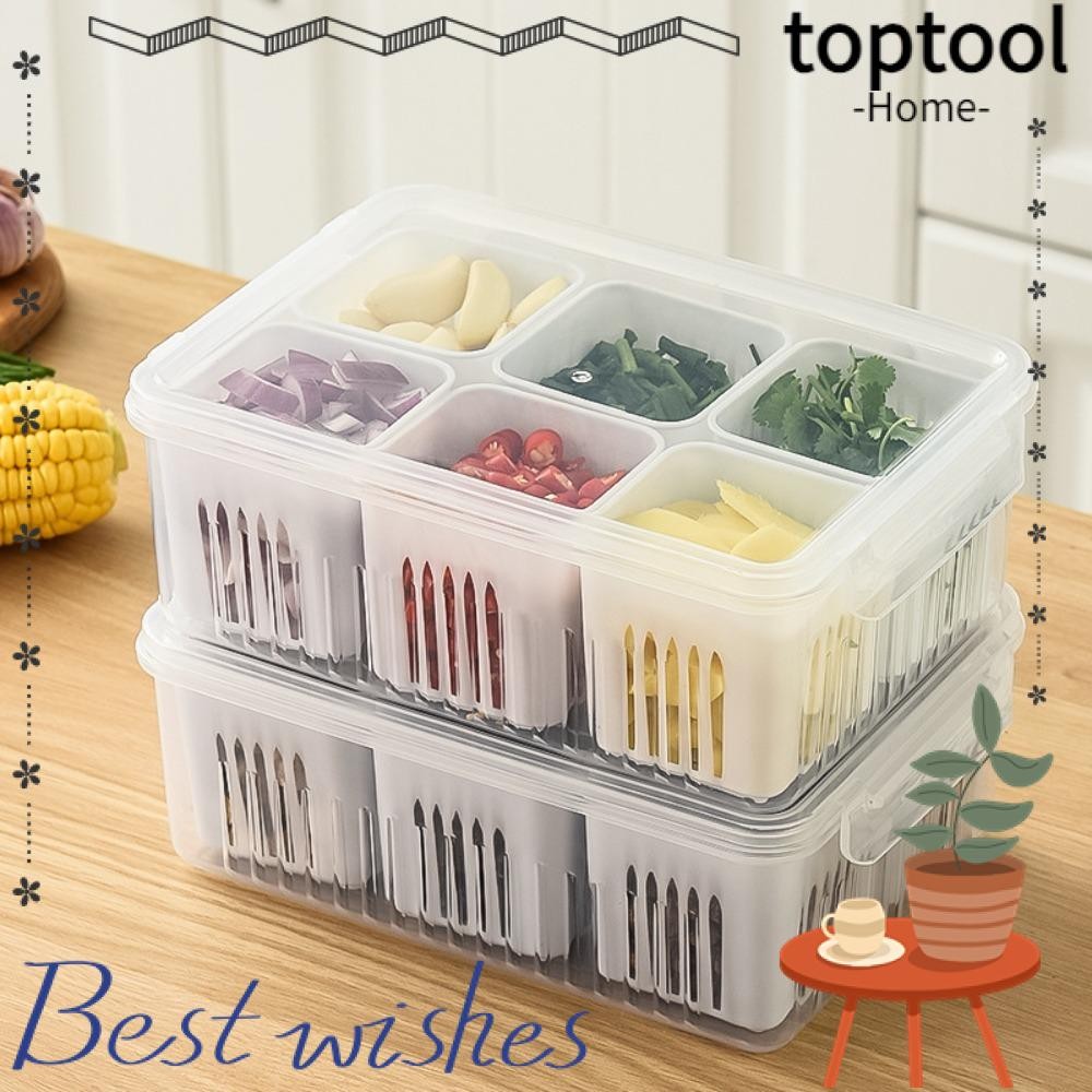 TOPTOOL Onion Ginger Storage Container Double-layer Six Grids Multi ...