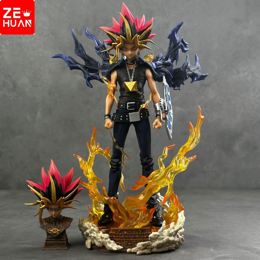 28cm Duel Monsters Anime Figure Gk Yugi Muto Figures 2 Heads PVC Action ...