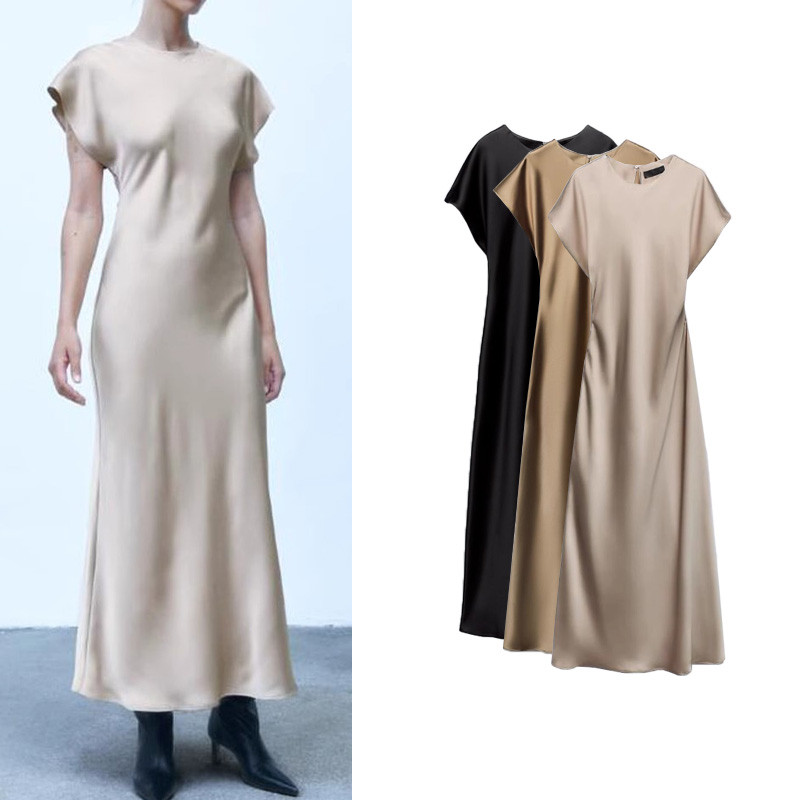 Zara Silk Satin Textured Dress 2456748 8868897 2157238 | Shopee Philippines
