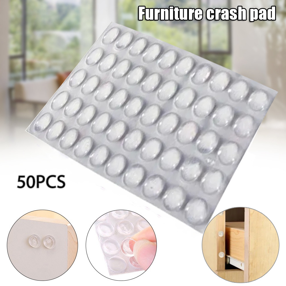 50pc Self Adhesive Buffer Pads Silicone Door Stopper Cabinet Bumpers ...