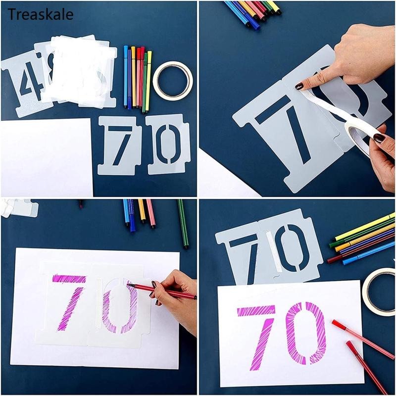 TREA Curb Stencil Kit Letters Alphabet Numbers Templates Reusable DIY ...