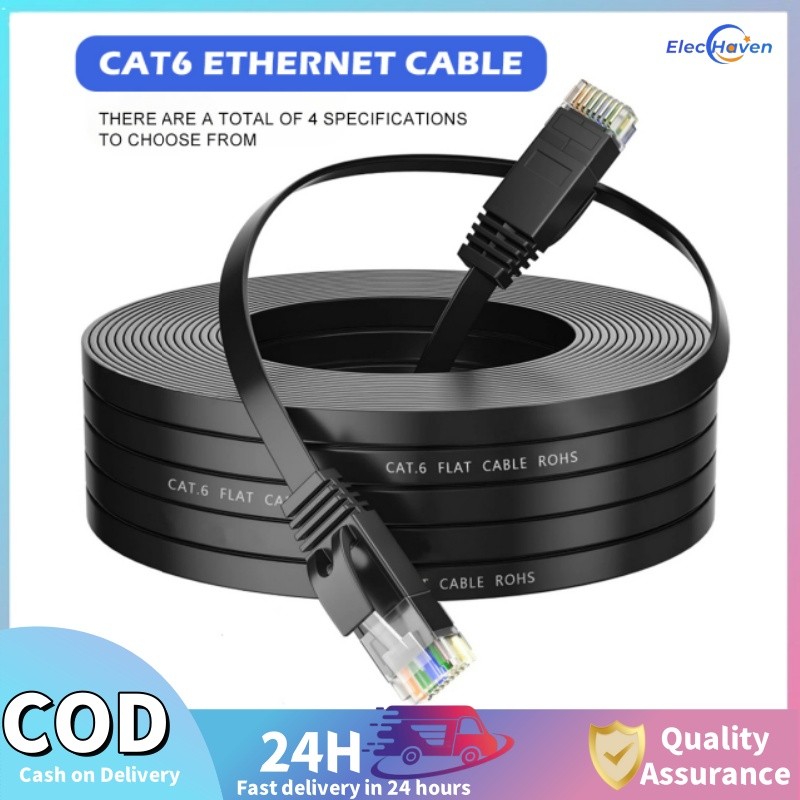 20M 15M 10M 1M Flat Cat6 Ethernet Cable 1000Mbps Internet Cable RJ45 ...