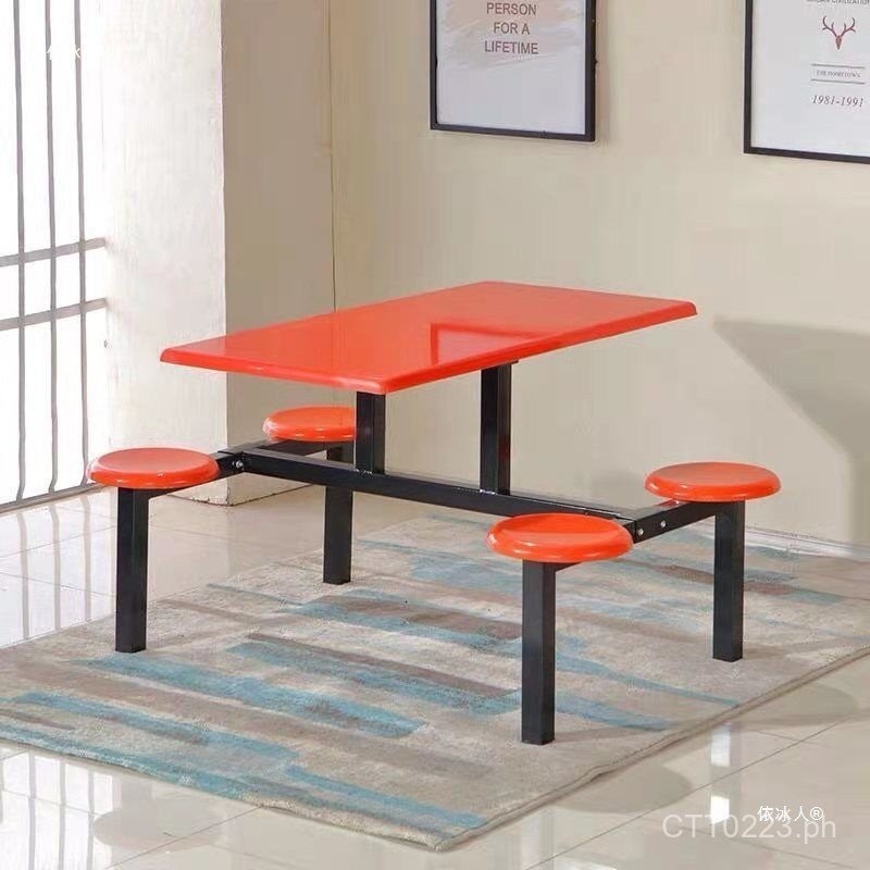 Dining Table and Chairs for Staff Canteen, Modern Simple Glass Fiber ...
