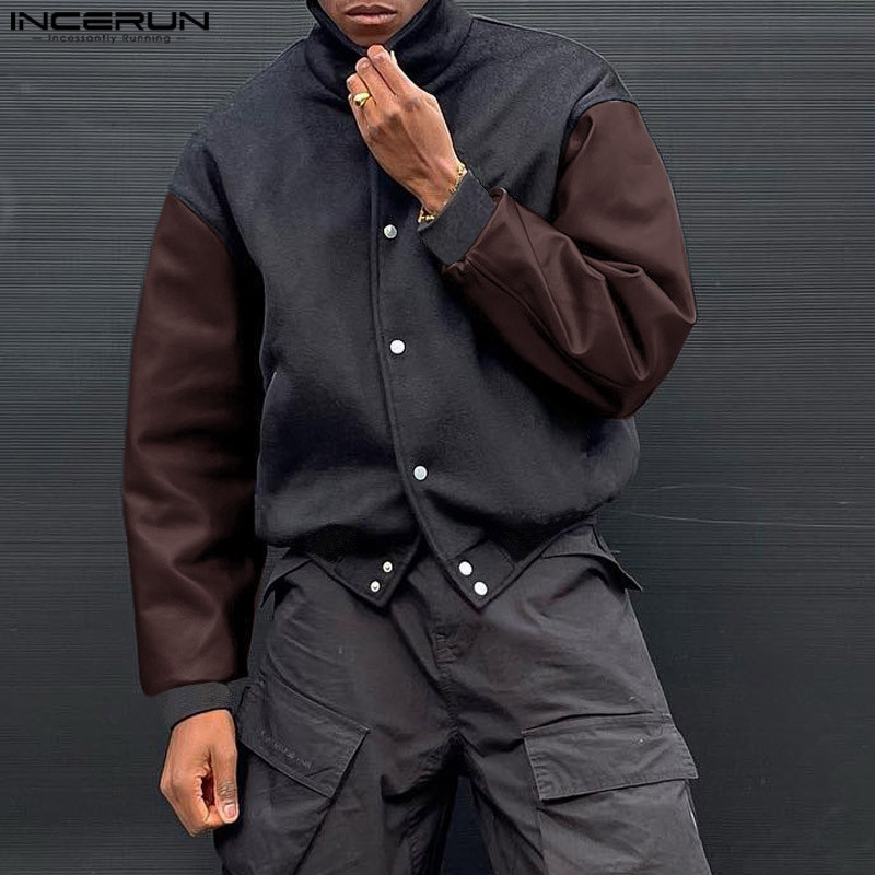 INCERUN Men Vintage Fashion Patchwork Stitching Color Long Sleeve ...