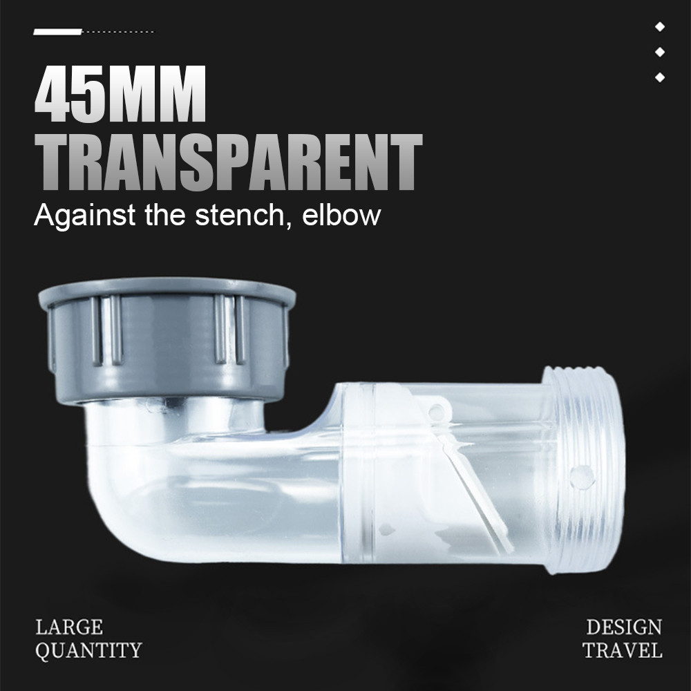 Wash basin bathroom cabinet transparent deodorizing elbow check valve ...