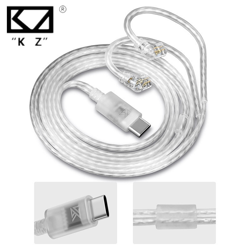 KZ Headphones Type-C Oxygen-Free Copper Silver-Plated Earphone Cable 0 ...