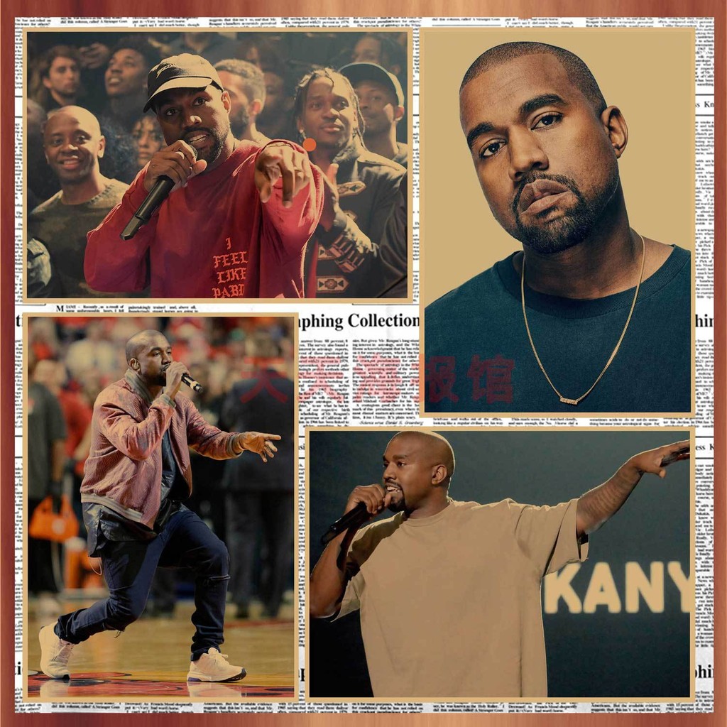 Kanye West Kanye West Rap Hip Hop Singer Poster Bar Cafe Kraft Paper ...