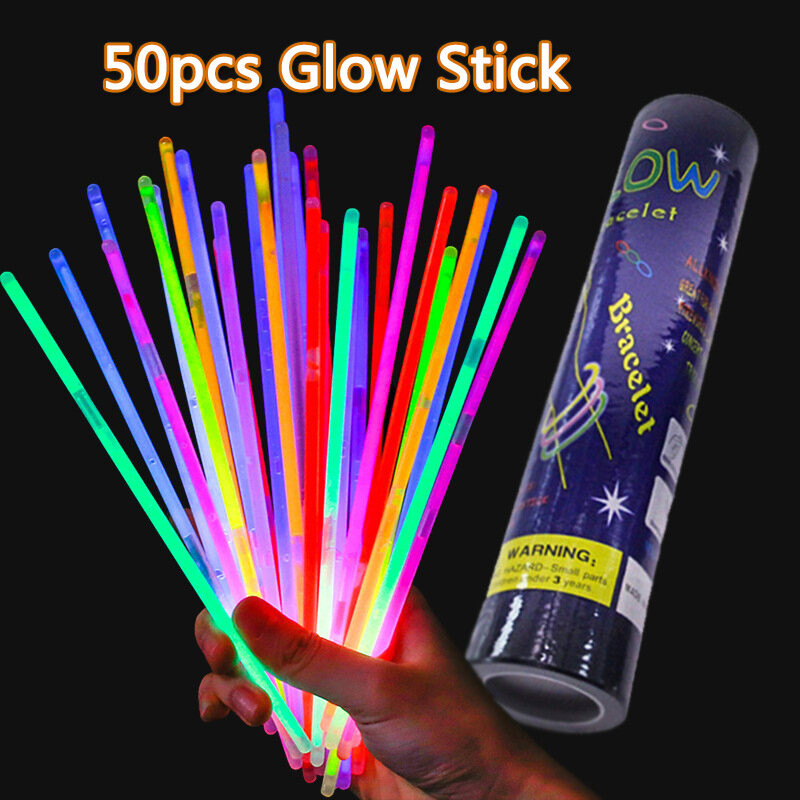 50 PCS Glow Stick Bracelet For Glow in The Dark Fun Light Party ...