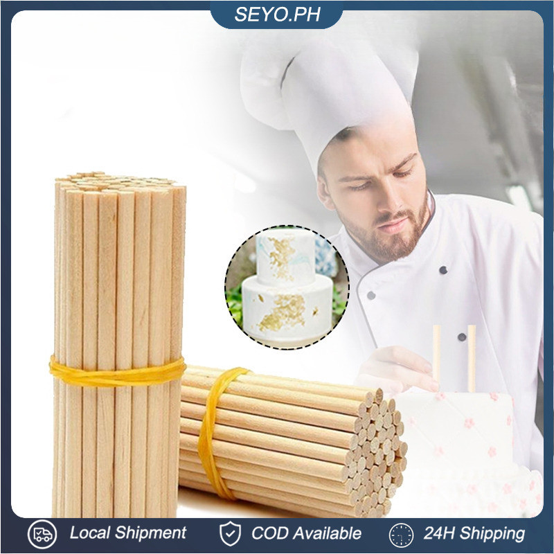 10Pcs Wooden Cake Dowel Bamboo Plant Stick Support DIY Hand Baked ...