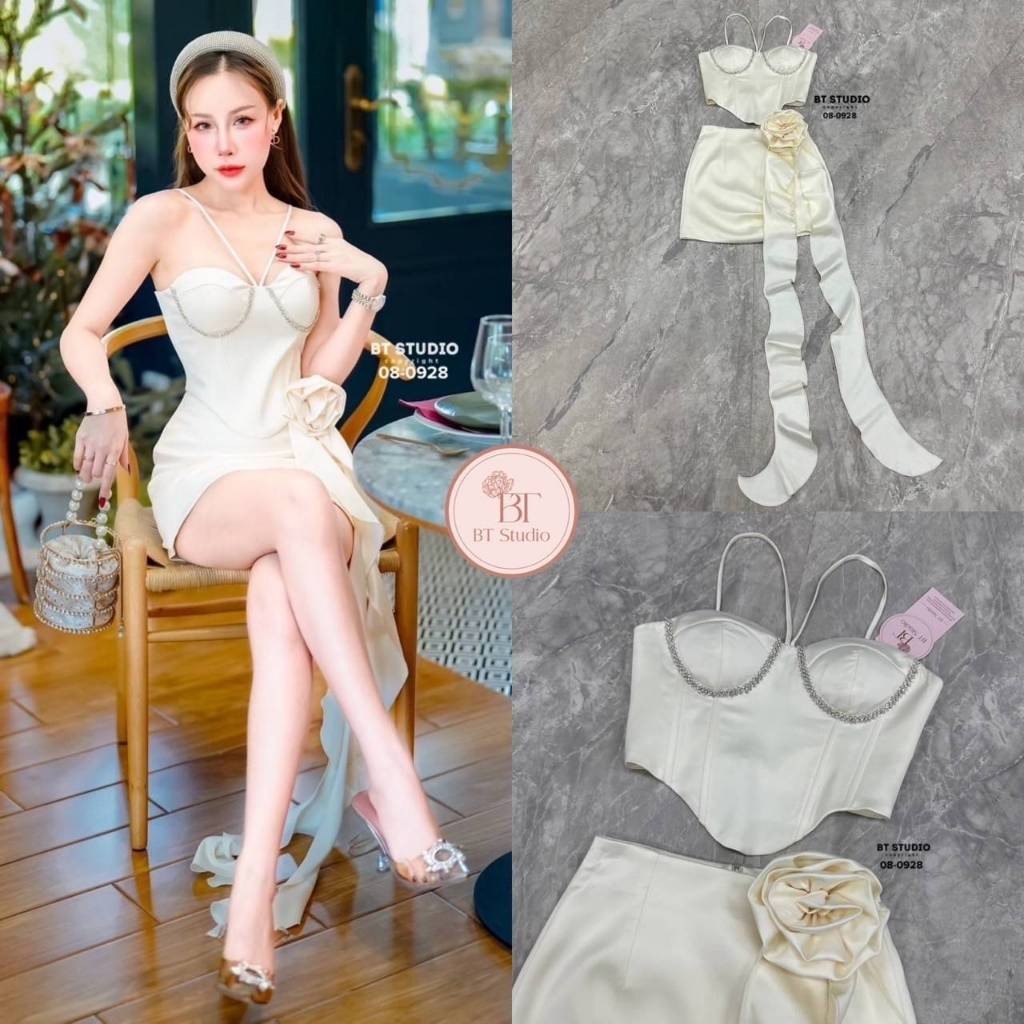 BT103-0928 2-Piece Set Single-Breasted Shirt Decorated With Straps From The Middle The Rear The ...