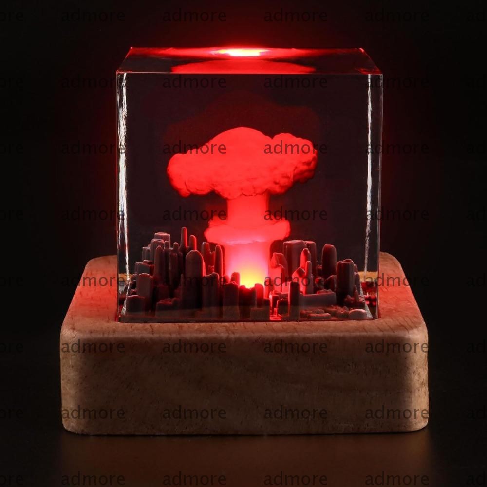 ADMORE Epoxy Resin Night Light, Rechargeable Lava Lamp Volcano Eruption ...