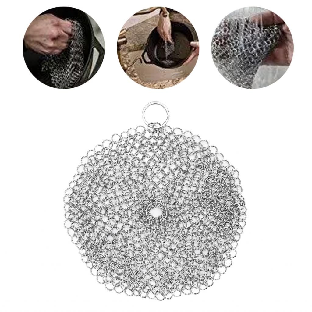 Dsubuy Stainless Steel Chain Mail Scrubber 7in Cast Iron Cleaner Keep ...