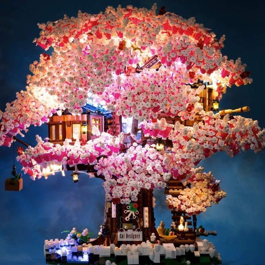 Compatible with Lego Building Blocks Sakura Tree House High Difficulty ...