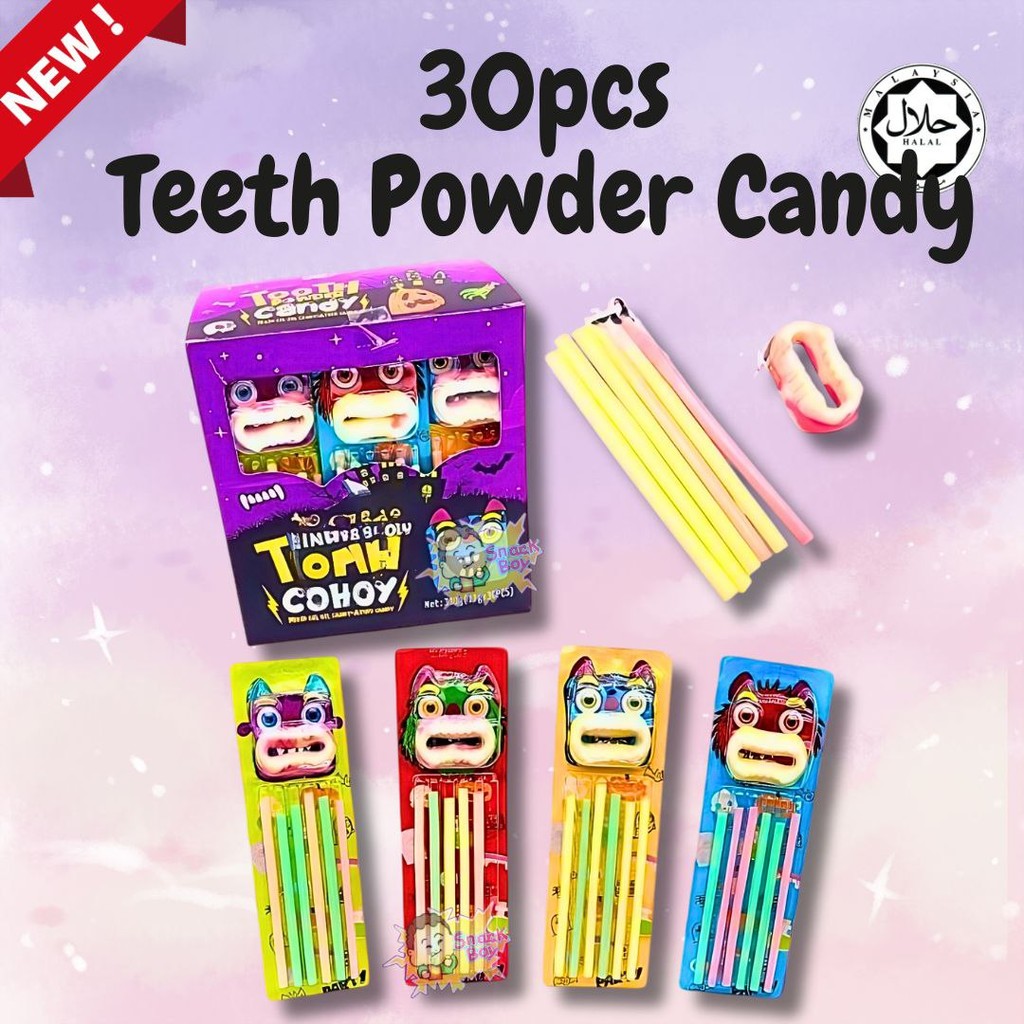 30pcs x11g Leanseng Monster Tooth Powder Candy (gelgel candy + Ather ...