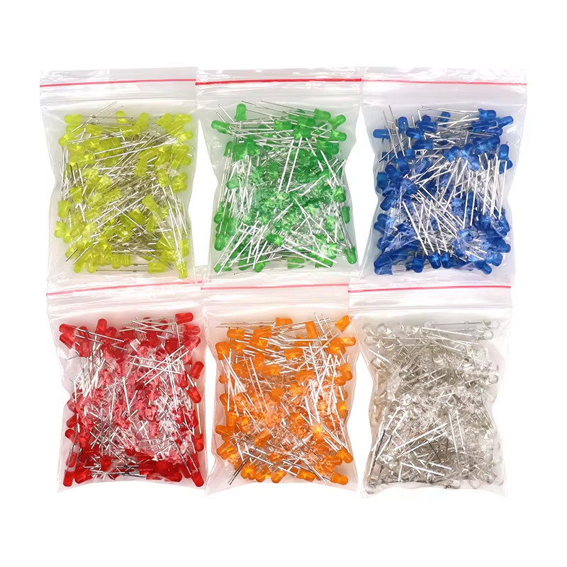 100pcs 3mm/5mm LED Diode F3 F5 Assorted Kit White Green Red Blue Yellow ...