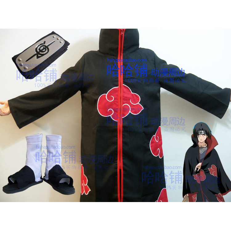 Naruto Itachi Uchiha cos Full Set of Clothing Akatsuki cloak Shoes ...