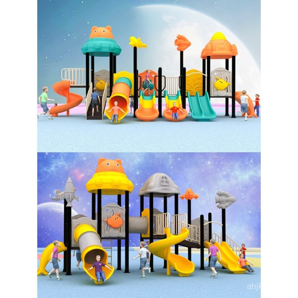 Kindergarten Outdoor Large Slide Space Theme Swing Set Community ...