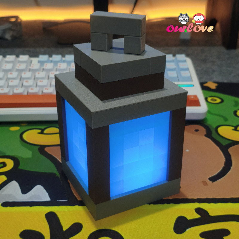 Minecraft Replica Cartoon Glowing Lantern Night Light Rechargeable Game ...