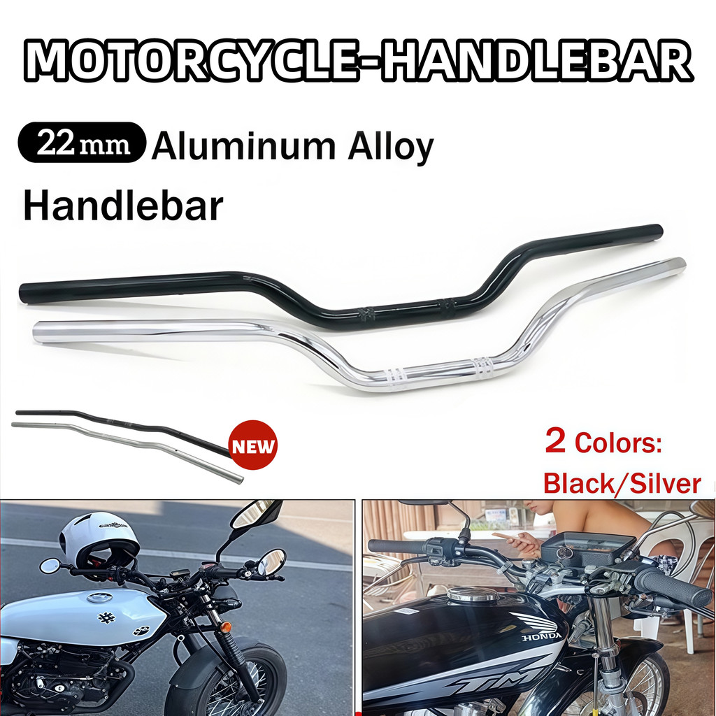 22MM Universal Motorcycle Refit Handlebar Retro Black Modified Handle ...