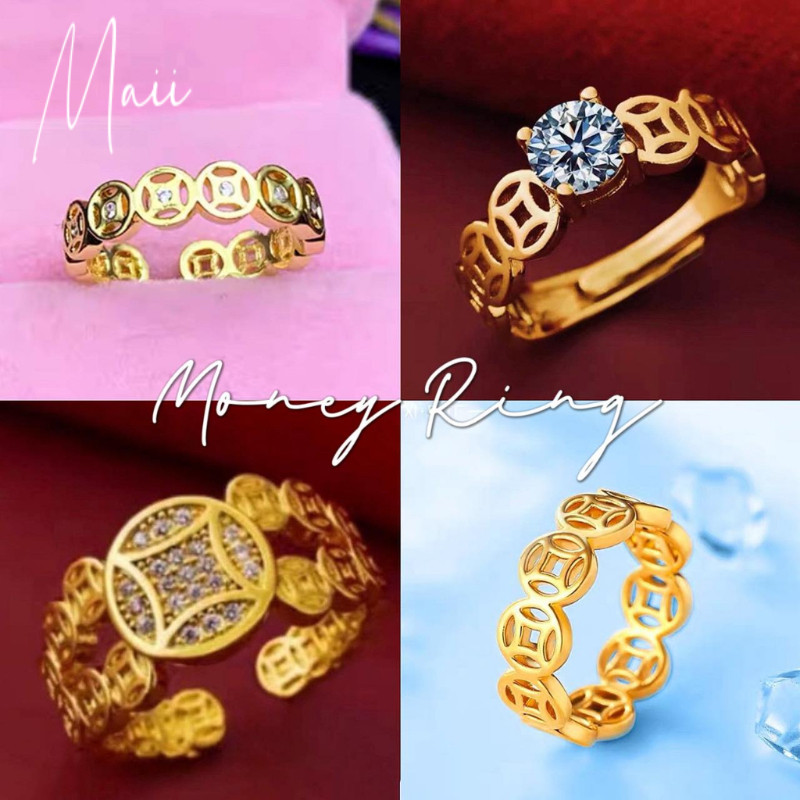 Blessed Lucky Coin Money Magnet Jewelry Gold Plated Fashion Ring For ...