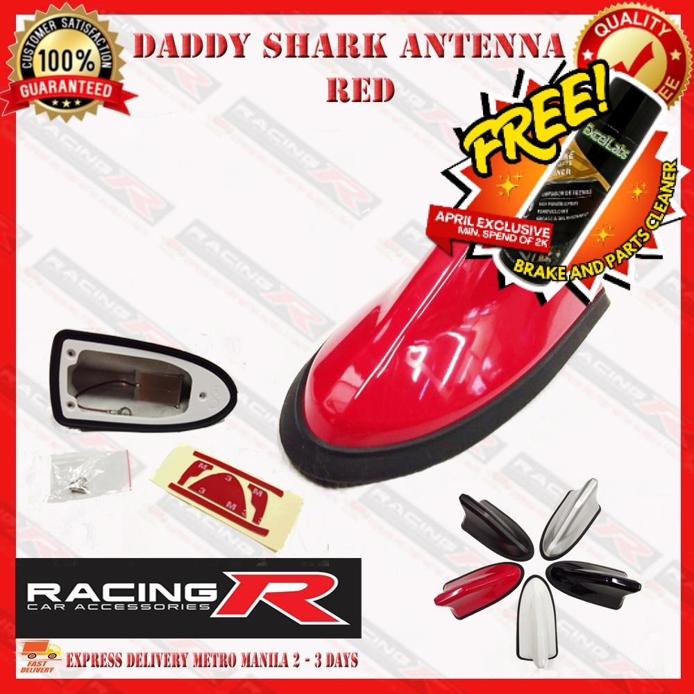 Universal HYBRID Daddy Shark Antenna RED ( Car Accessories ) ( Racing R ...