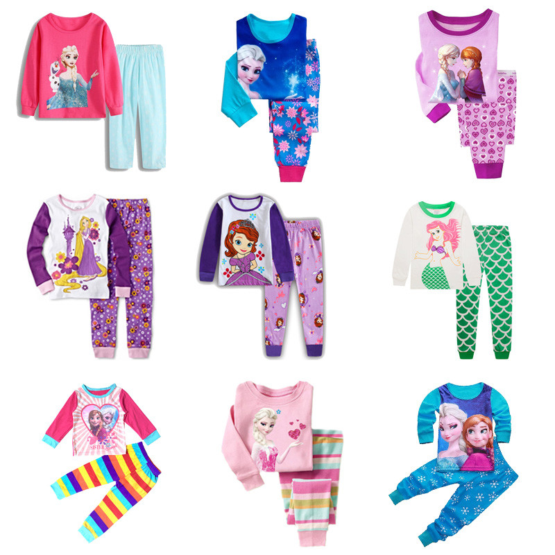Disney Princess Spring Girls Elsa Anna Clothes Frozen Toddler Long ...