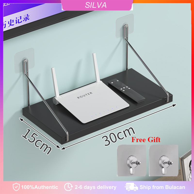 Wall Mounted Shelves No Punching Rack TV Set-top Box Storage Rack WiFi ...
