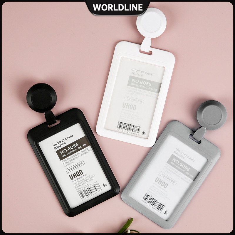 COD Retractable ID Card Holder Pure Color Name Plate Holder Pull Key ID ...
