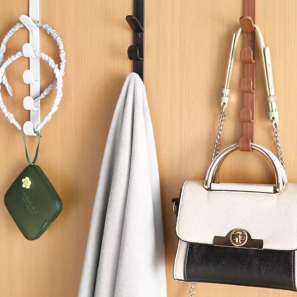 Multifunctional Five-section Hook Portable Coat Hook Behind Door Towel Hook Seamless Hook ...
