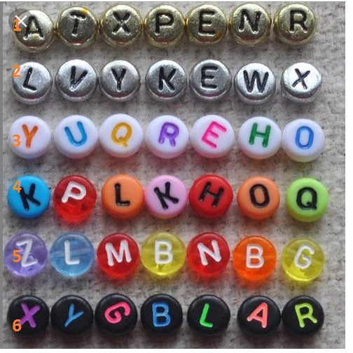 Set of 35-70 Round Letter Beads, 4x7mm numbers in many colors to choose ...