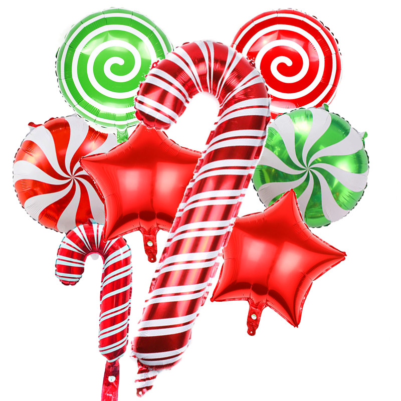 Christmas Party Candy Cane Foil Balloons Santa Claus Crutch Red Green ...