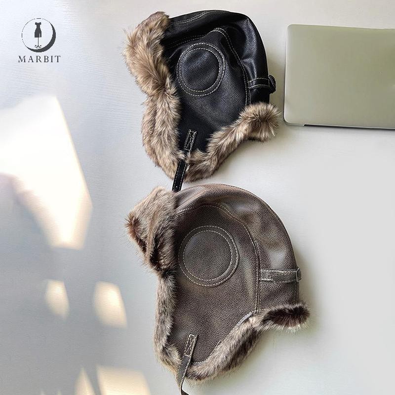 Marbit 1PC Men Women's Pilot Aviator er Trapper Hat Faux Fur Leather ...
