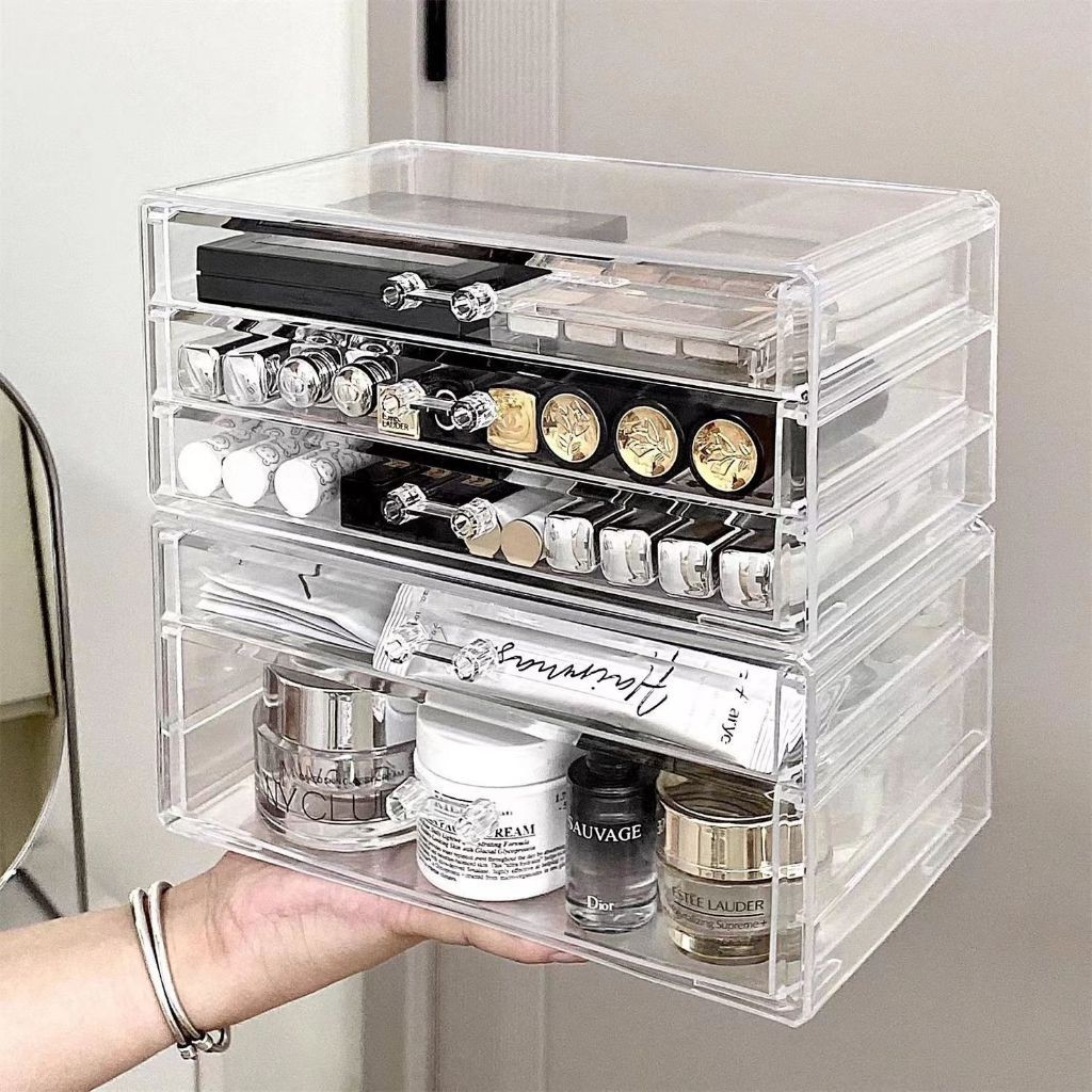 1/2/3 Layer Acrylic Drawer Storage Organizer Box Stationery Cosmetic ...